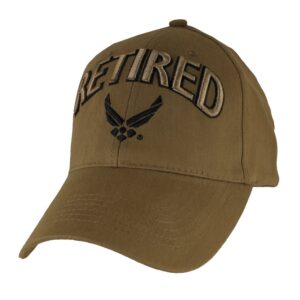 eagle crest u.s. air force retired baseball hat, coyote brown