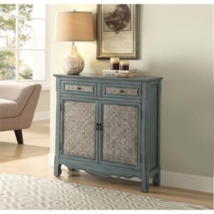 Acme Winchell 2 Drawers Wooden Console Table with 2 Doors in Antique Blue