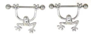 nipple ring bars frogs body jewelry pair 14 gauge 9/16'''' bar pair