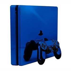 blue chrome mirror - vinyl decal mod skin kit by system skins - compatible with playstation 4 slim console (ps4s)