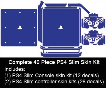 Blue Chrome Mirror - Vinyl Decal Mod Skin Kit by System Skins - Compatible with PlayStation 4 Slim Console (PS4S)