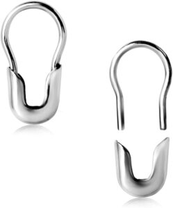 luxe modz bodyjewelryonline septum cartilage ring, unique safety pin design, shaft measures 16g (1.2mm), length 5/16"(8mm), standard nose piercings, surgical steel, hypoallergenic, scratch-resistant