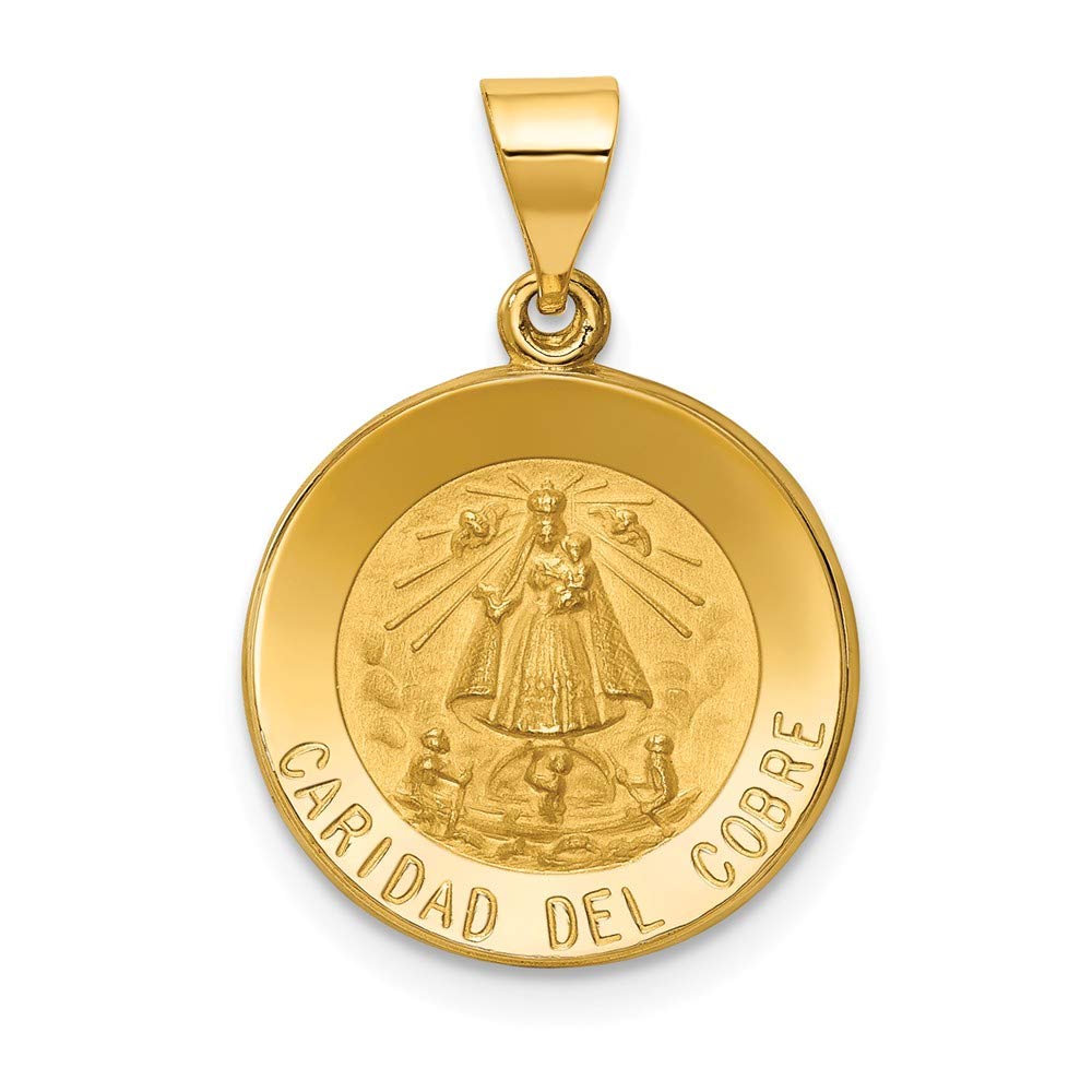 Jewels By Lux 14K Yellow Gold Polished and Satin Caridad del Cobre Medal Pendant