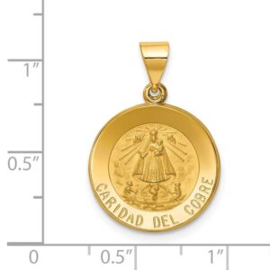 Jewels By Lux 14K Yellow Gold Polished and Satin Caridad del Cobre Medal Pendant