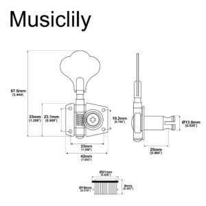 Musiclily 4 in-line Bass Vintage Open Gear Tuners Tuning Keys Pegs Machine Head Right Hand Set for Fender Precison Jazz PB JB Bass Guitar, Black