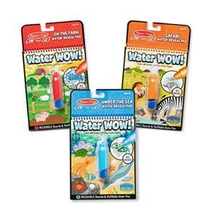 melissa & doug water wow! - water reveal pad bundle - farm, safari & under the sea