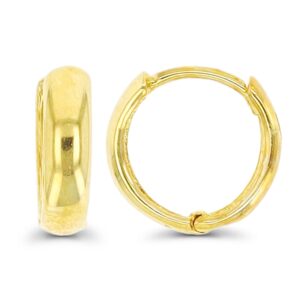 14k yellow solid gold high polished 2.40mm thick huggie earring | beautiul huggie earrings | 2.40x8mm | solid gold earrings for women, teens and kids