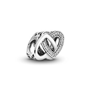 pandora jewelry entwined hearts cubic zirconia charm in sterling silver