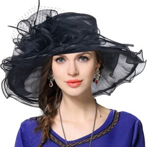 jesse · rena women's church derby dress fascinator bridal cap british tea party wedding hat (black)