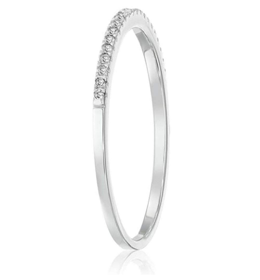 10k White Gold Thin Diamond Wedding Band (1/7 cttw, I-J Color, I2-I3 Clarity)