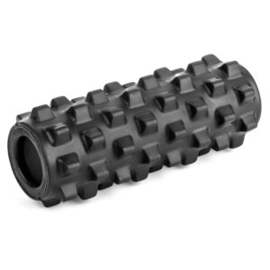 rumbleroller - compact 12 inches - black - extra firm - textured muscle foam roller - relieve sore muscles- your own portable massage therapist - patented foam roller technology…