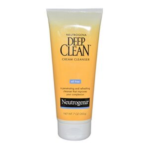 neutrogena deep clean daily facial cream cleanser with beta hydroxy acid to remove dirt, oil & makeup, alcohol-free, oil-free & non-comedogenic, 7 fl. oz