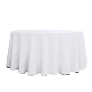 efavormart 120" wholesale round tablecloth polyester round table linens for wedding party banquet restaurant - white