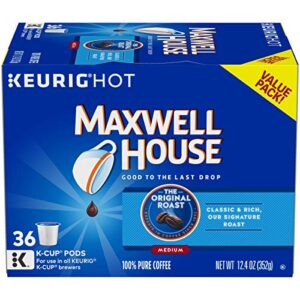 maxwell house original medium roast keurig k cup coffee pods (pack of 4, each 36 count)