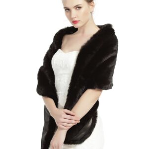 BEAUTELICATE Women's Faux Fur Shawl Stoles Wrap for Bridal/Wedding/Party