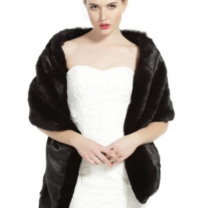 BEAUTELICATE Women's Faux Fur Shawl Stoles Wrap for Bridal/Wedding/Party