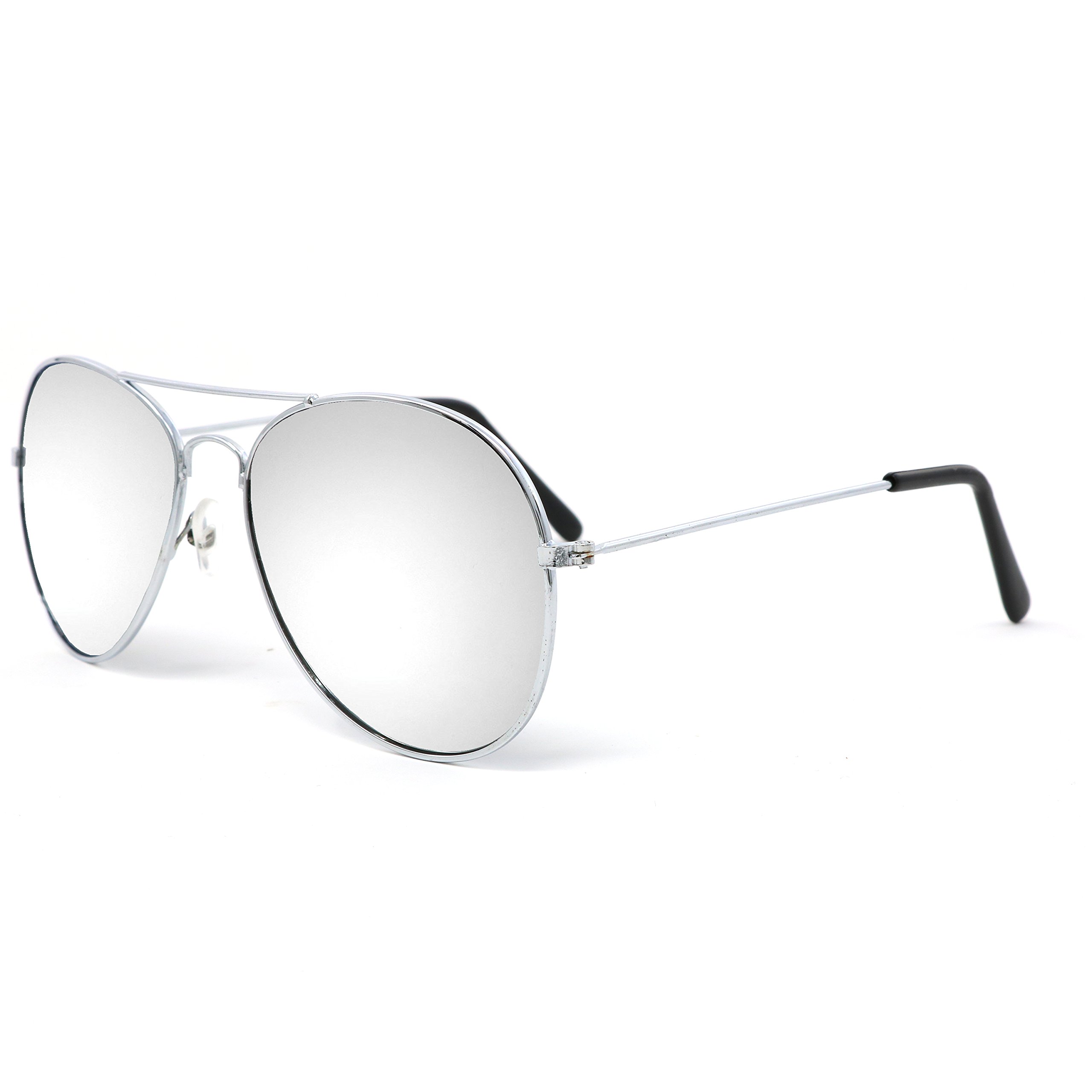 Big Mo's Toys Silver Mirrored Aviator Sunglasses Shades – 70’s Style Adult Aviators Costume Glasses - 1 Pair