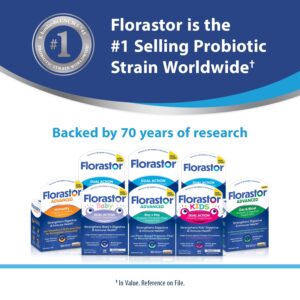 Florastor Probiotics for Digestive & Immune Health, 30 Capsules, Probiotics for Women & Men, Helps Flush Out Bad Bacteria, Boost The Good with Our Strain Saccharomyces Boulardii, Packaging May Vary