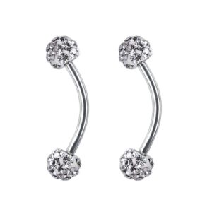 zs 16 gauge eyebrow rings curved barbell 4mm tiny crystal ball belly button rings nipple rings tongue piercings