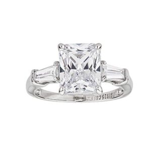 decadence sterling silver rhodium 10.00mm radiant cut classic cubic zirconia engagement ring