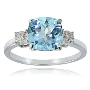 ice gems sterling silver blue topaz and cushion-cut ring, size 6