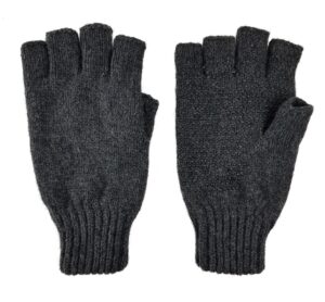 bruceriver men's wool knitted with thinsulate lining fingerless ragg gloves colour anthra