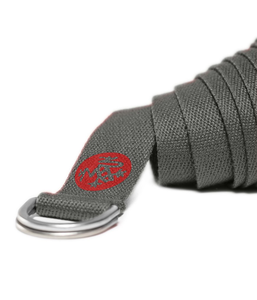 Manduka Unfold Yoga Strap - Lightweight Cotton, Secure, Slip Free Support, Thunder, 1.25 Inch Wide, 6 Feet (182cm)