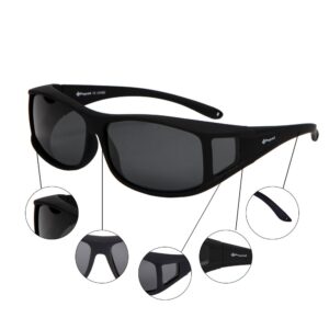 Freeprint Polarized Solar Shield Fit Over Glasses Driving Sunglasses for Men and Women, Smoke