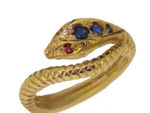 letsbuygold 14k yellow gold real genuine sapphire and ruby womens band engagement ring - size 6