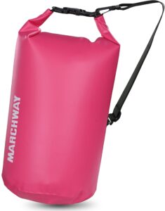 marchway floating waterproof dry bag backpack 5l/10l/20l/30l/40l, roll top sack keeps gear dry for kayaking, rafting, boating, swimming, camping, hiking, beach, fishing (pink, 20l)