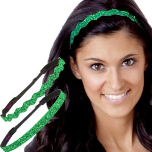 hipsy irish green headband st patricks day accessories clover headband gift packs (skinny & wave bling 2pk)