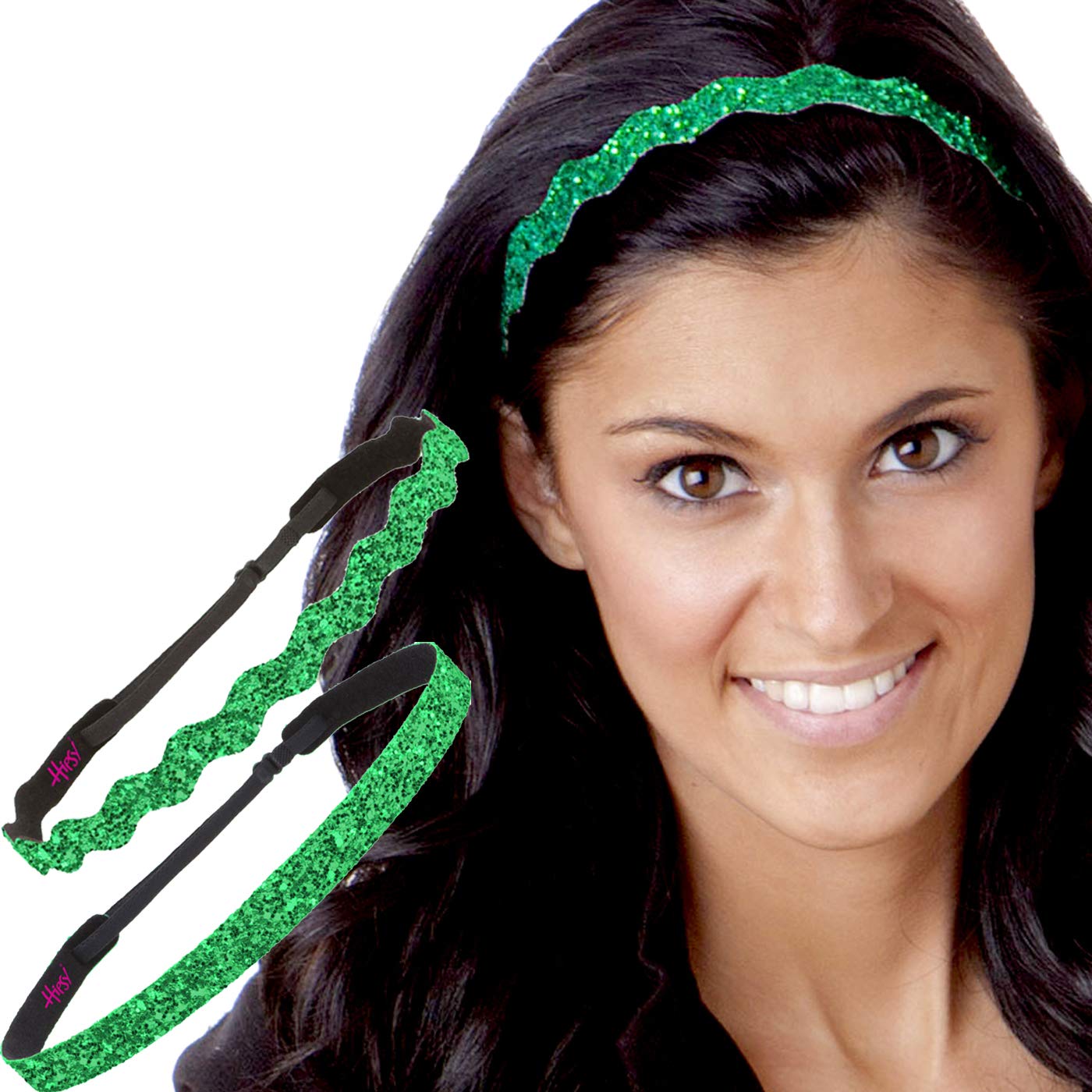 Hipsy Irish Green Headband St Patricks Day Accessories Clover Headband Gift Packs (Skinny & Wave Bling 2pk)