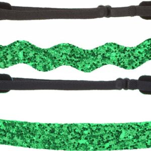 Hipsy Irish Green Headband St Patricks Day Accessories Clover Headband Gift Packs (Skinny & Wave Bling 2pk)