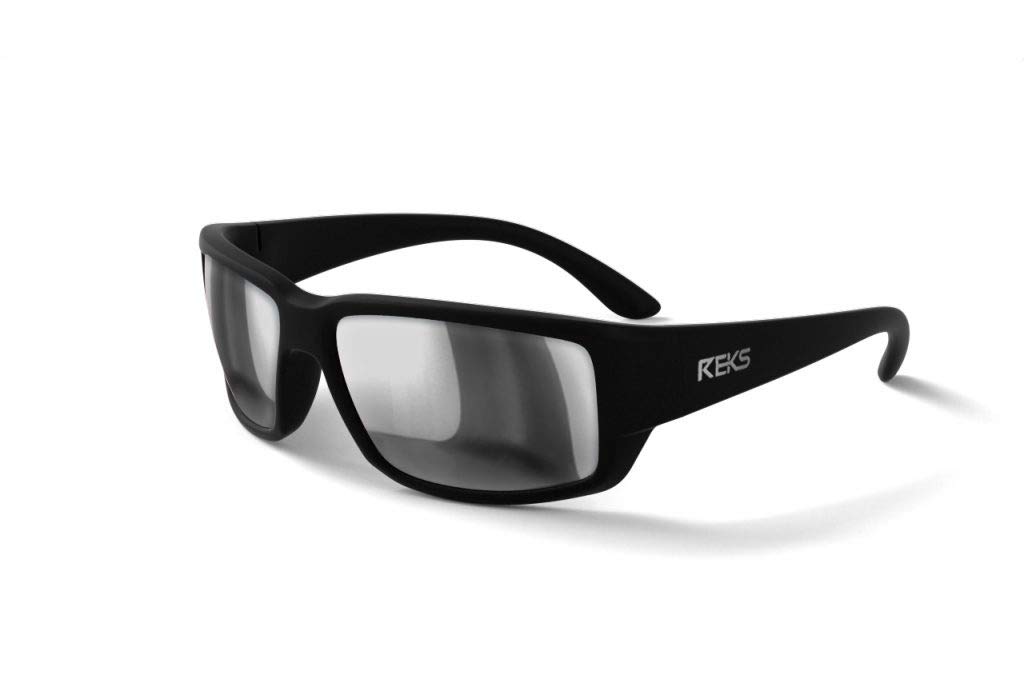 REKS ST Black WRAPAROUND I Silver Mirror Polarized lens