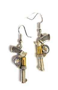 gun pistol revolver earrings cowgirl silver gold western jewelry