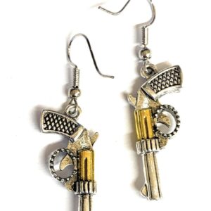 Gun Pistol Revolver Earrings Cowgirl Silver Gold Western Jewelry