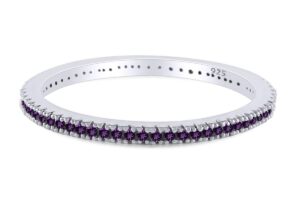 jewel zone us simulated amethyst eternity stackable wedding ring in 14k white gold over sterling silver (1/5 cttw)