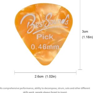 48 Pack Thin Guitar Picks, Mixed Colorful Celluloid Guitar Picks & Unique Guitar Gift for Acoustic Guitar, Bass and Electric Guitar (0.46mm)