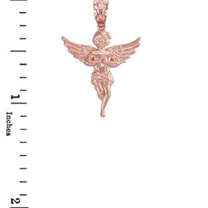 Religious Jewelry Textured 10k Rose Gold Praying Angel Charm Pendant