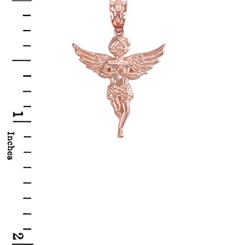 Religious Jewelry Textured 10k Rose Gold Praying Angel Charm Pendant