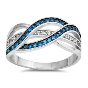 infinity knot blue simulated topaz promise ring new 925 sterling silver band size 7