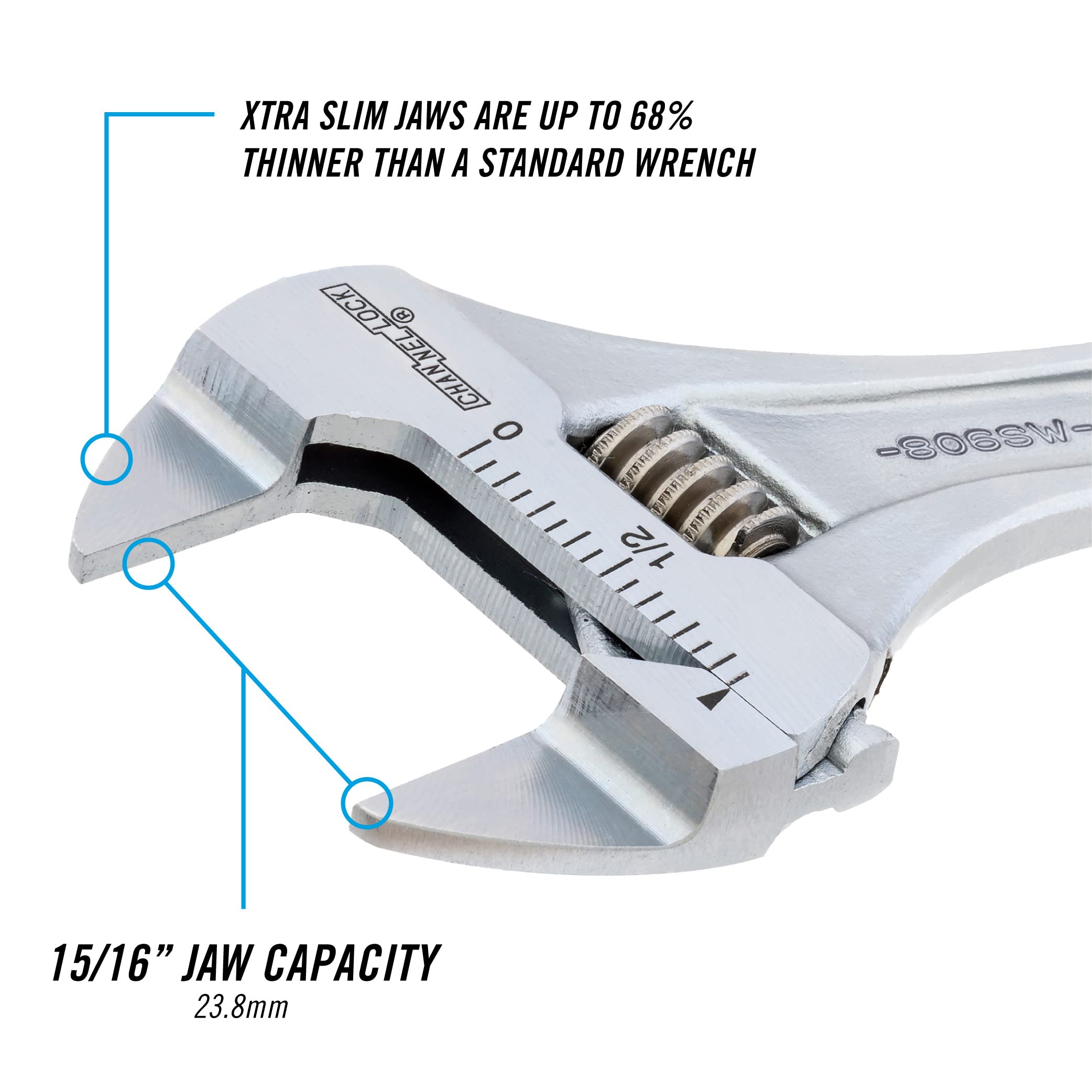 Channellock - 6 Xtra Slim Jaw Adj Wrench (806SW)