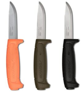 morakniv basic 511 fixed blade knife w/molded polymer sheath black, green & orange combo