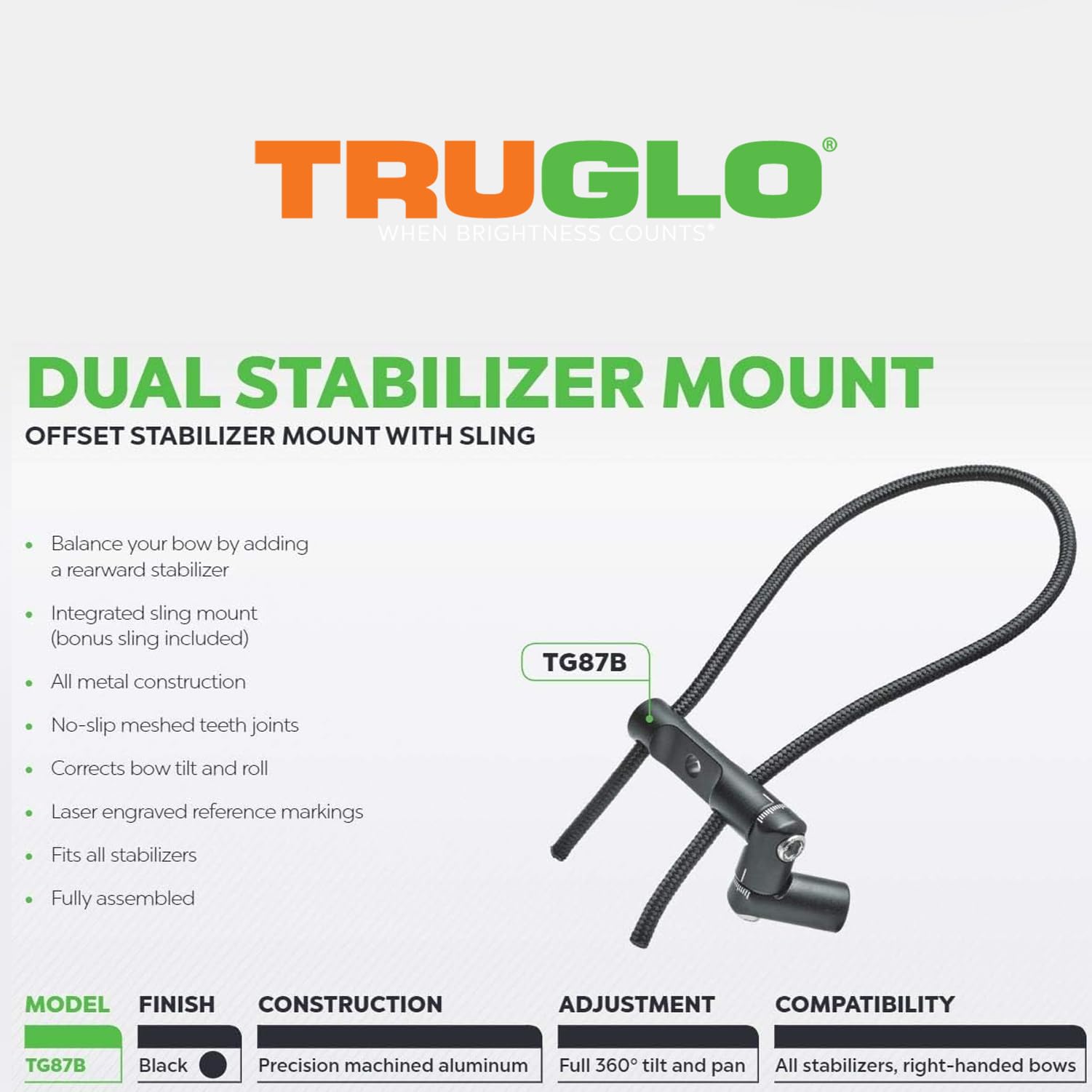 TRUGLO BOW STBL BRKT/SLING BLK (TG87B)