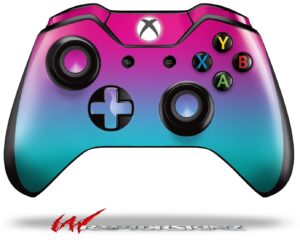 wraptorskinz decal style vinyl skin wrap compatible with xbox one original wireless controller smooth fades neon teal hot pink - (controller not included)