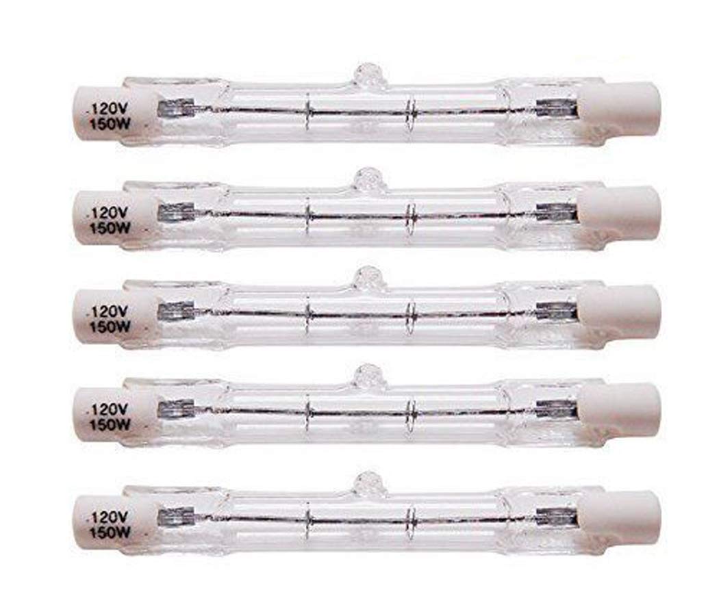 CTKcom 150-Watt 3.1-Inch T3 Halogen Light Bulbs(5 Pack) - J Type 78mm Double Ended 120 Volts 150 Watt T3 Halogen Bulb R7S Double Ended Filament Flood Lights Quartz Tube Lamps,5 Pack