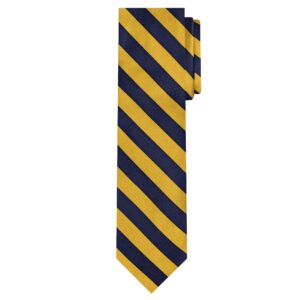 jacob alexander stripe woven men's reg college bar stripe tie - gold navy