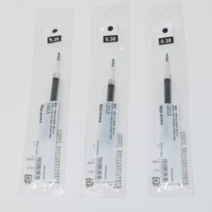 moma muji gel ink ballpoint pen refills, black, 0.38mm, pack of 3 - for muji gel ink ballpoint pen (japan import)