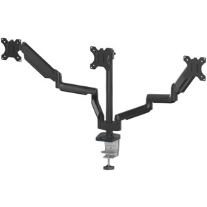 fellowes platinum series triple monitor arm for 27-inch monitors, full motion, 360° rotation, vesa mount with grommet or clamp, usb ports, ergonomic, black, 8042601