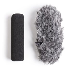 movo ws-g7 foam and furry indoor, outdoor microphone windscreen combo pack - custom fit for rode videomic go